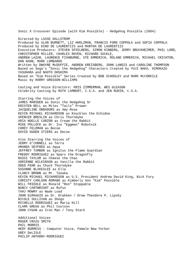 Sega, WB Games and Activision Sonic and Ultraman Video Game Credits 4 | PDF