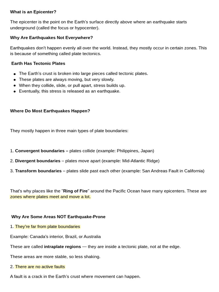 Understanding Earthquake Epicenters | PDF | Volcano | Earthquakes
