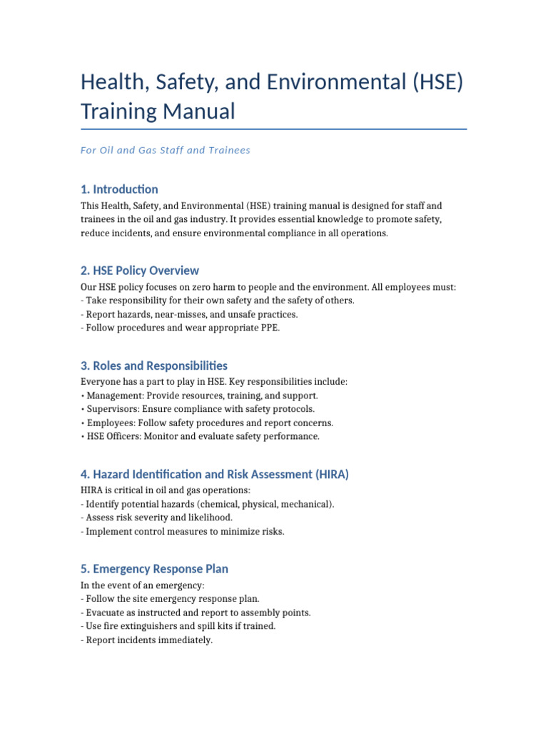 HSE Training Manual for Oil and Gas Staff | PDF | Personal Protective ...