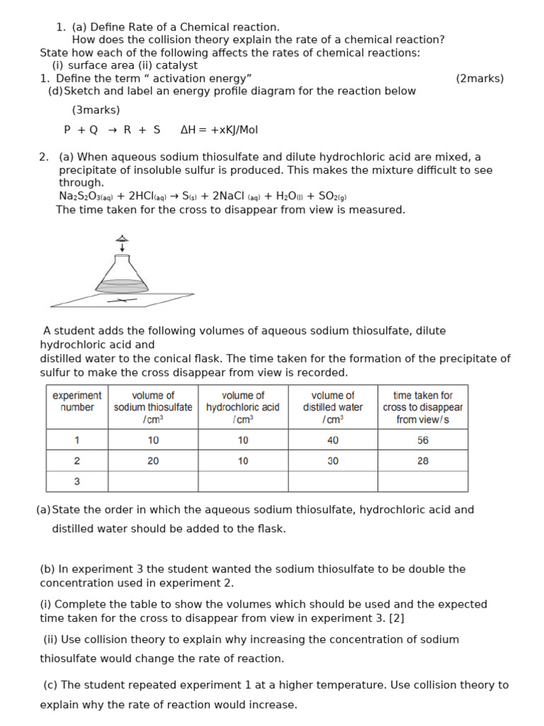 2nd Term Year 11 Exam Practice - Theory | PDF | Chemical Reactions ...