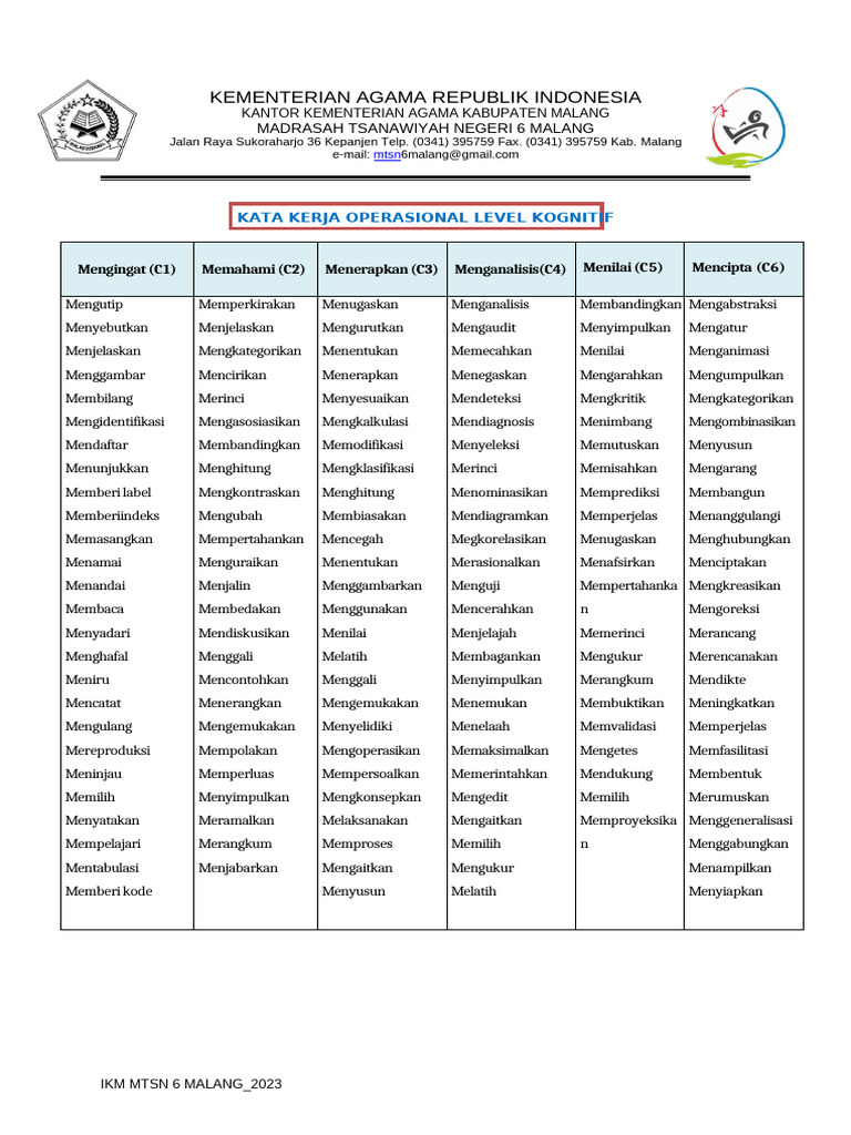 3 Kata Kerja Operasional (KKO)_Bloom | PDF