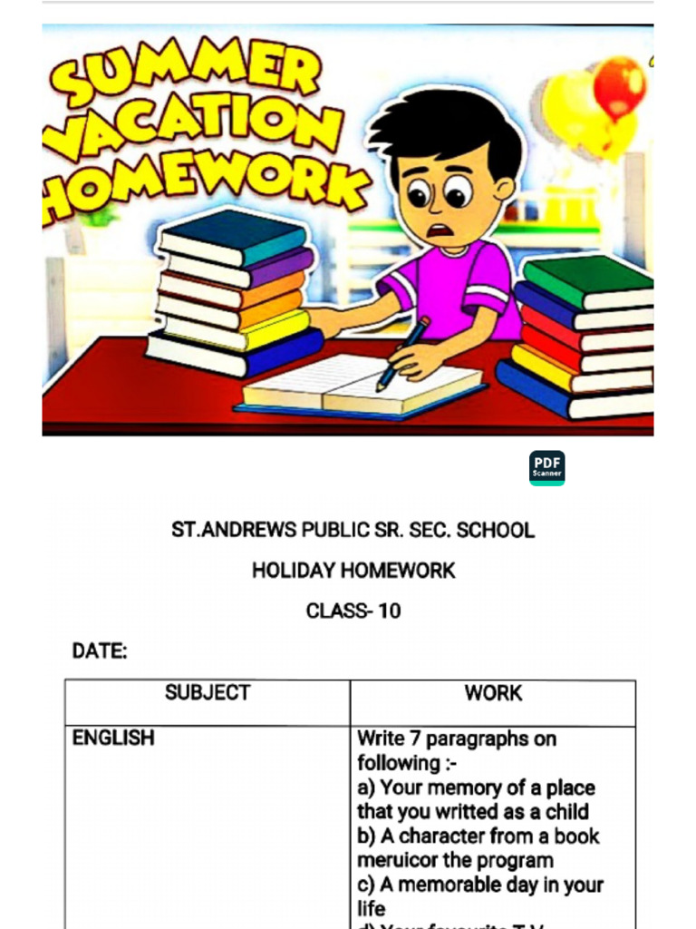 Class 10 (Holiday Homework) | PDF