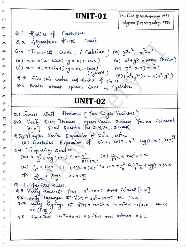 GE-1 Maths (Selective Question) | PDF
