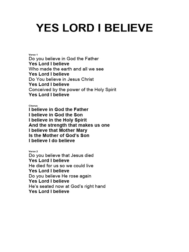 Yes Lord I Believe | PDF
