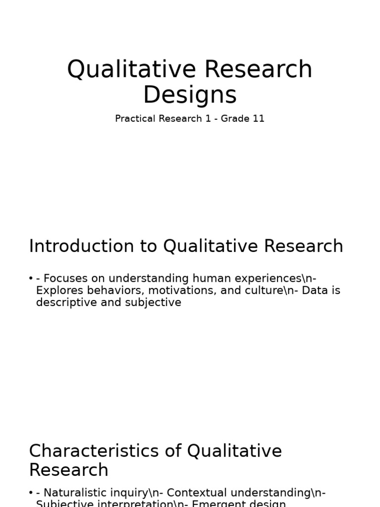 Qualitative Research Designs | PDF