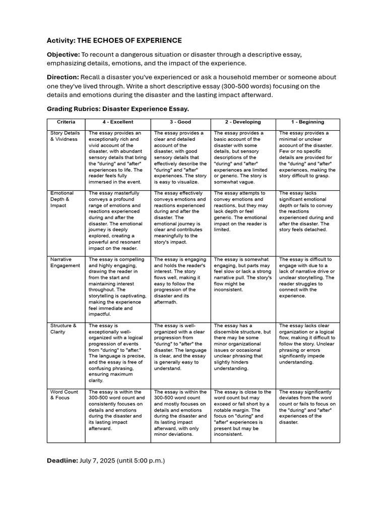 Activity 1 The Echoes of Experience | PDF | Experience | Essays