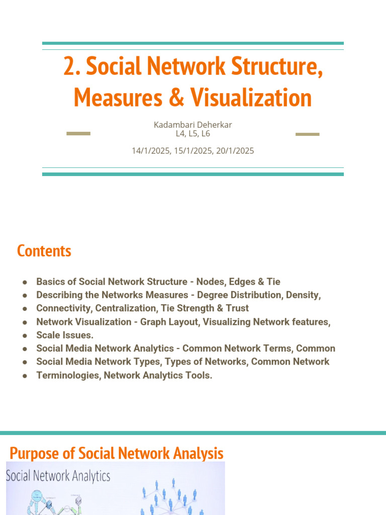 1.6 L4 - Social Network Structure, Measures Visualization - Part I | PDF | Vertex (Graph Theory ...