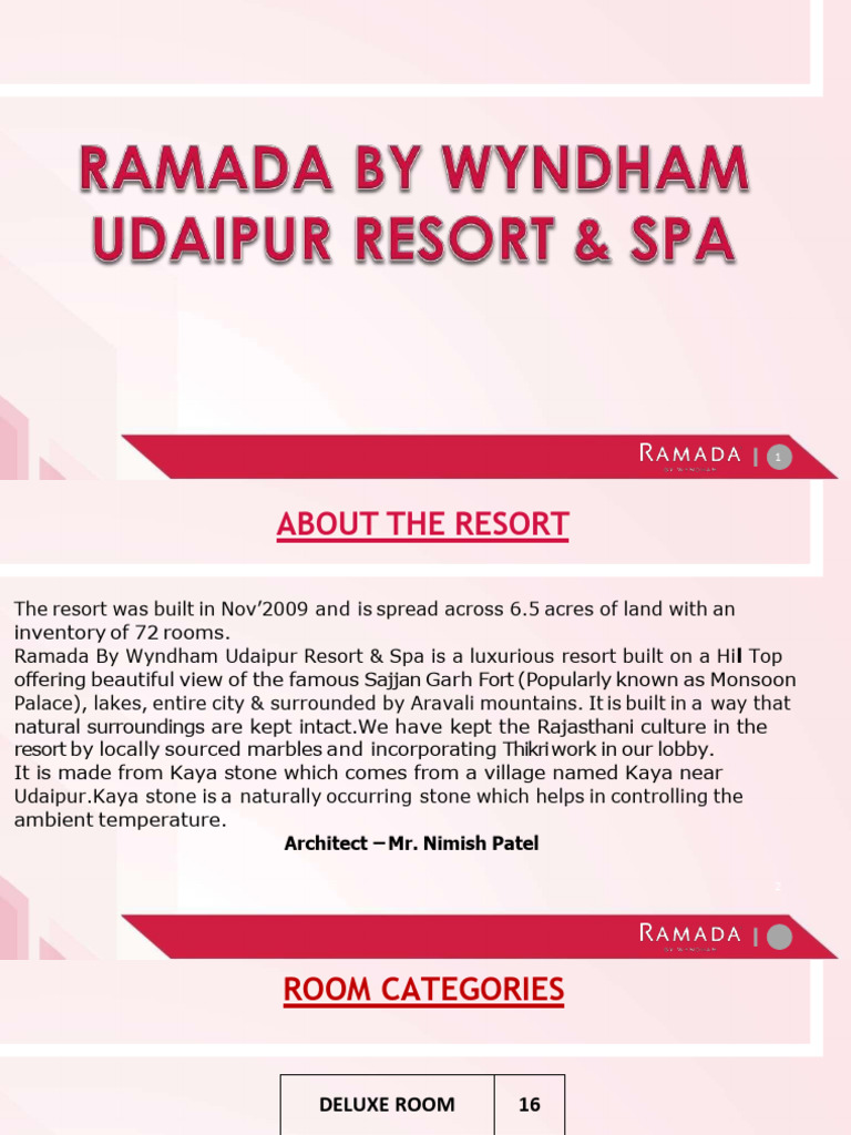 Ramada by Wyandham - Udaipur Resort & Spa Presentation | PDF