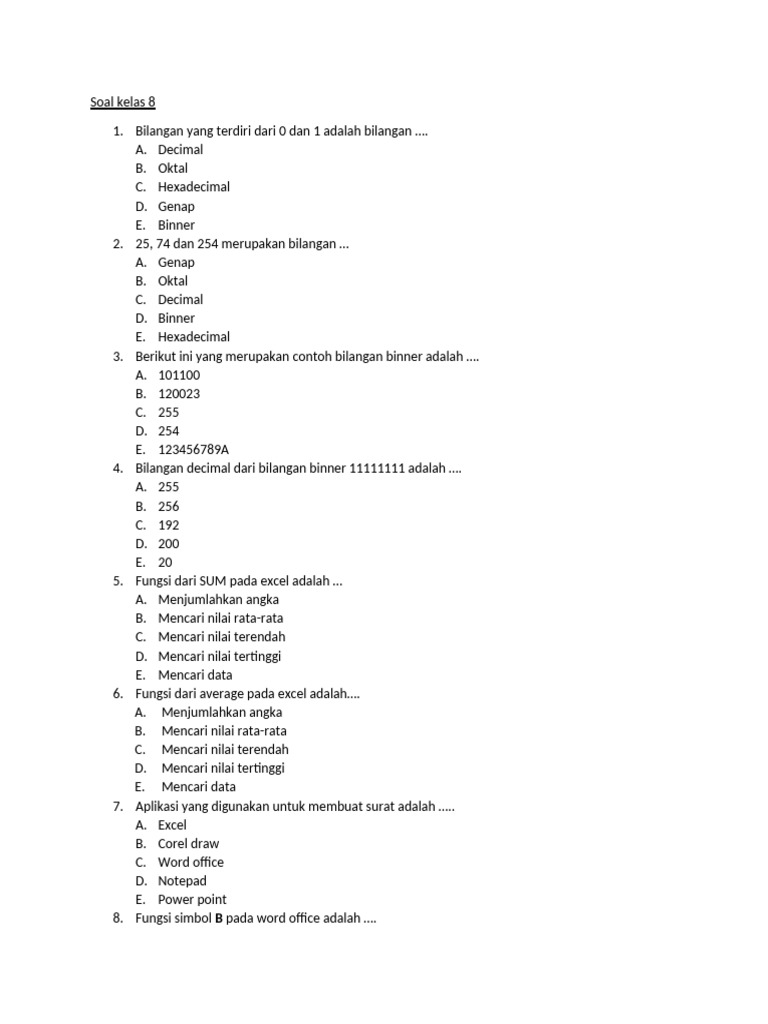 Soal PG Kelas 8 | PDF
