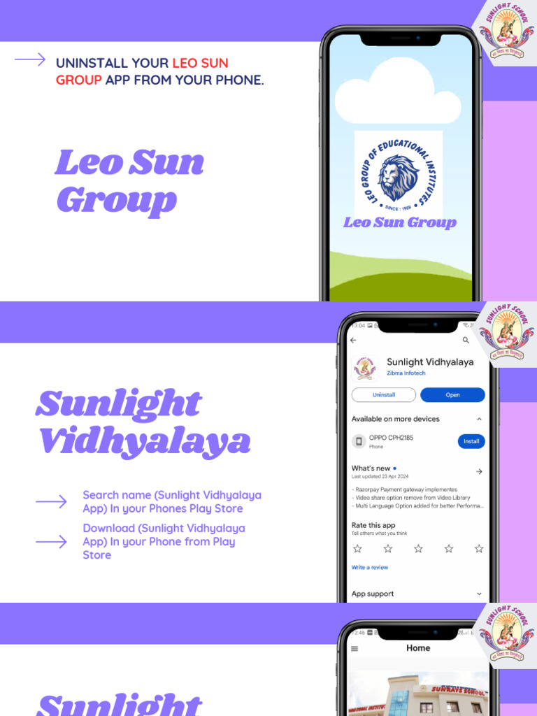 Uninstall & Login Guide for Sunlight Vidhyalaya App | PDF | Mobile App ...