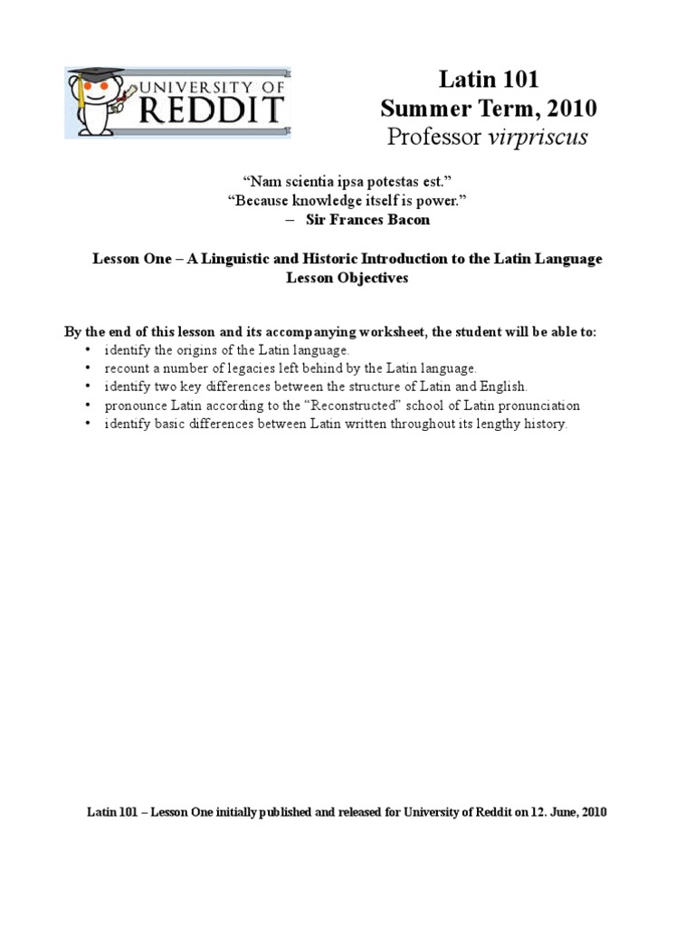 Lesson One - Historic and Linguistic Introduction | Download Free PDF ...