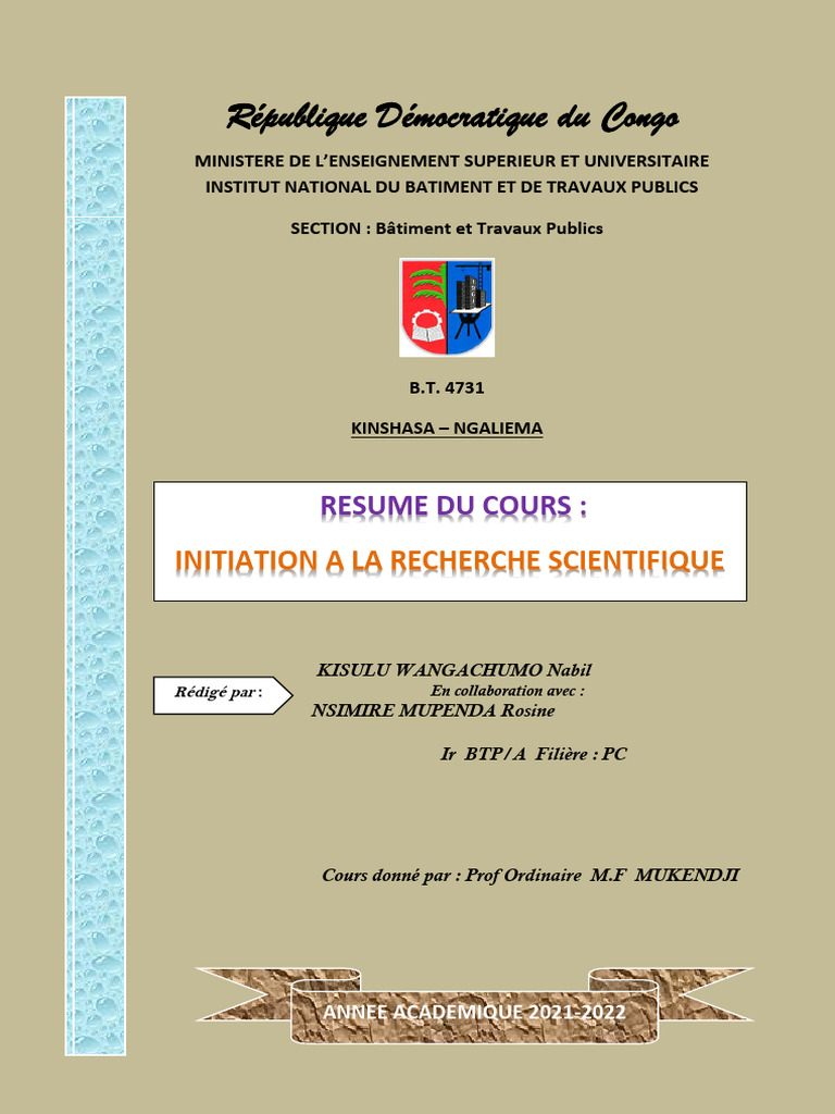 Initiation à la Recherche Scientifique | PDF | Science | Vérité