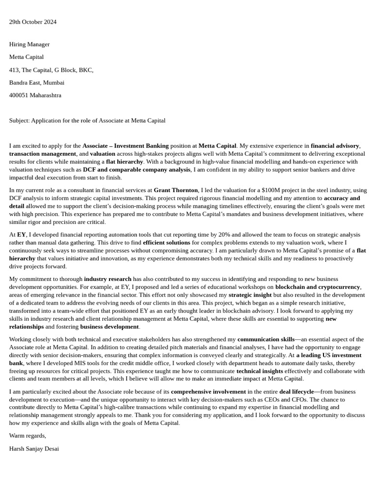 Harsh Sanjay Desai Resume Metta | PDF | Valuation (Finance) | Business