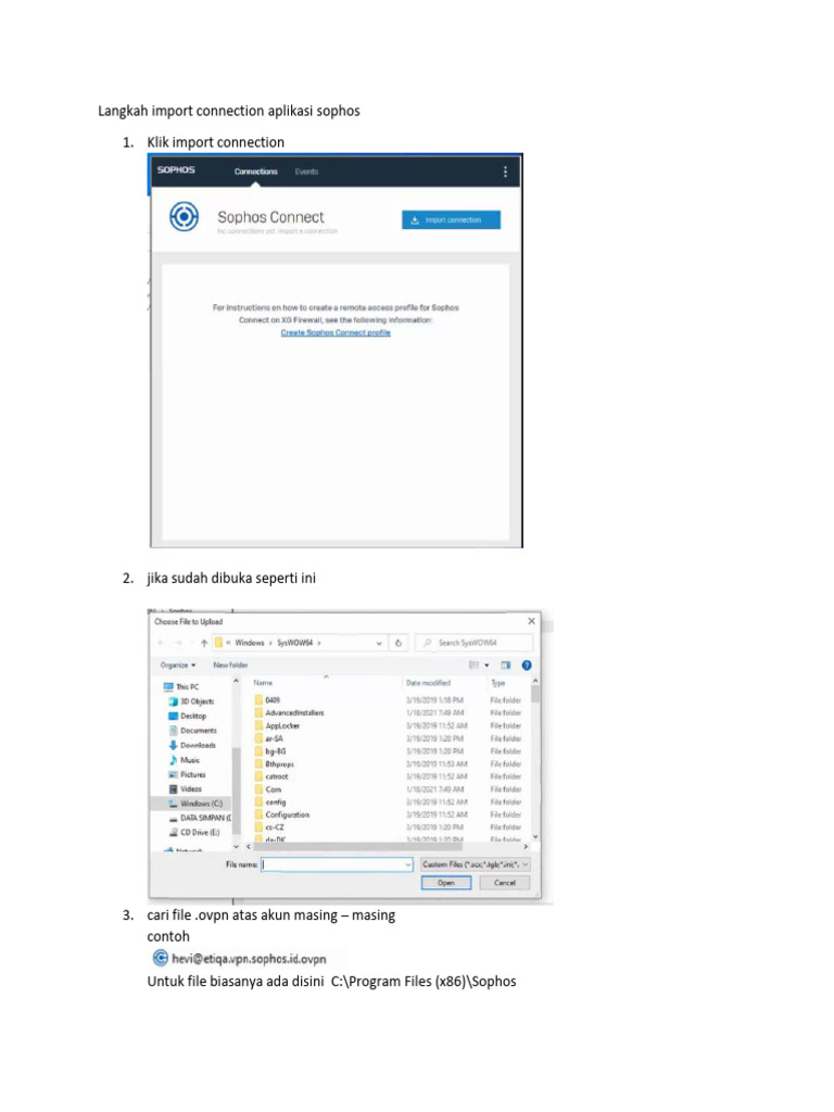 Cara Import Koneksi di Sophos Connect | PDF