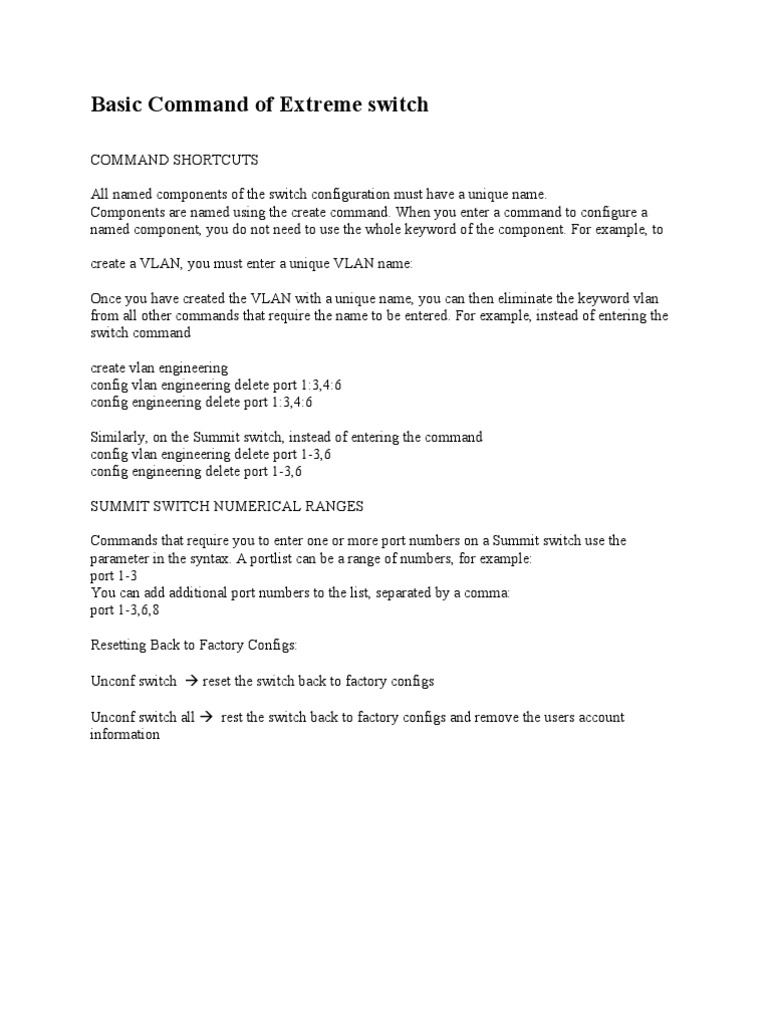 Basic Command of Extreme Switch | PDF | Network Switch | Routing
