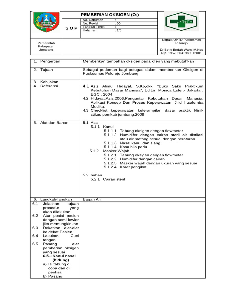 Spo Pemberian Oksigen | PDF