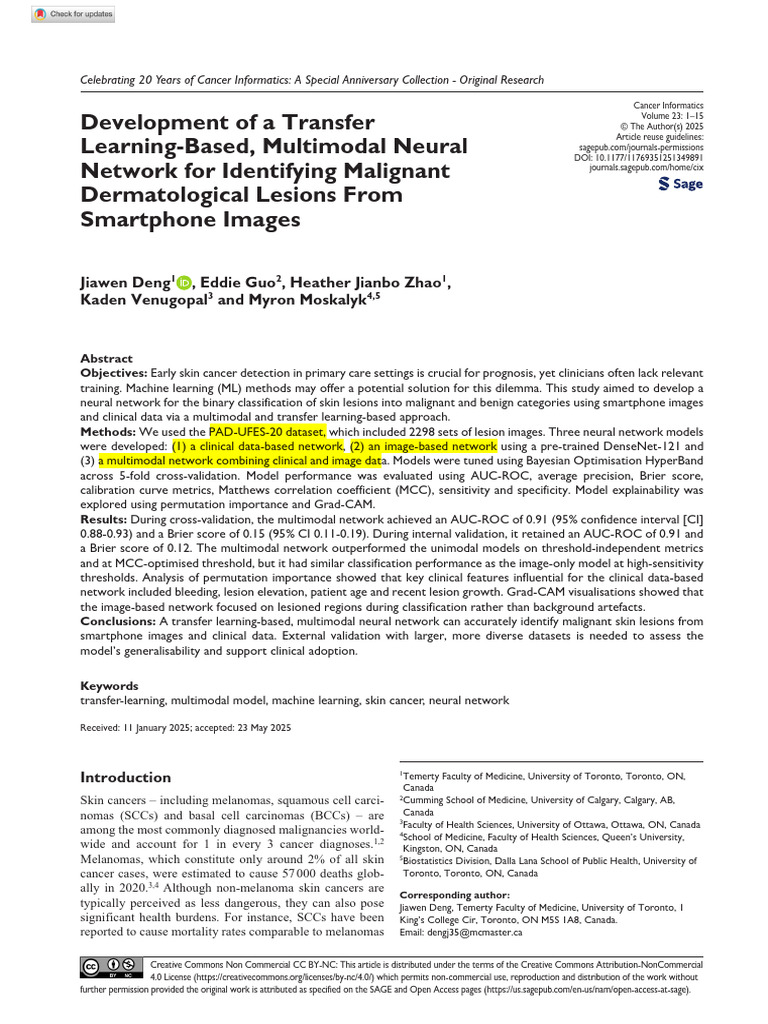 Deng Et Al 2025 Development of a Transfer Learning Based Multimodal Neural Network for ...