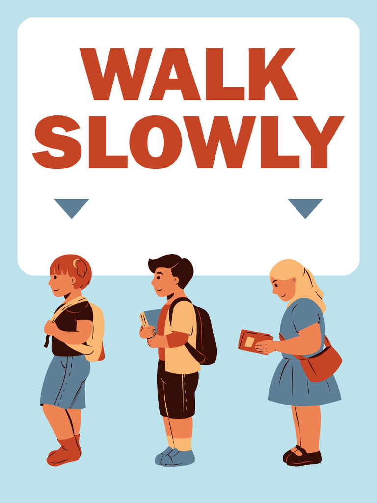 Orange and Blue Illustrated Fall in Line Sign Poster A4 | PDF