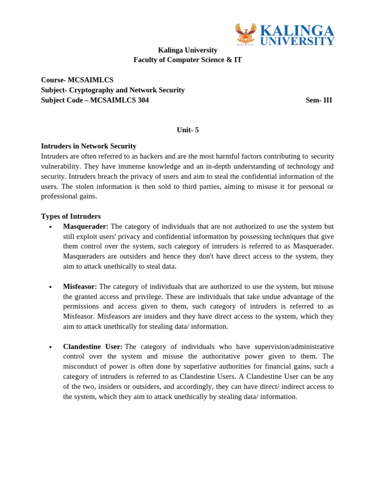 Types and Techniques of Network Intruders | PDF | Malware | Computer Virus