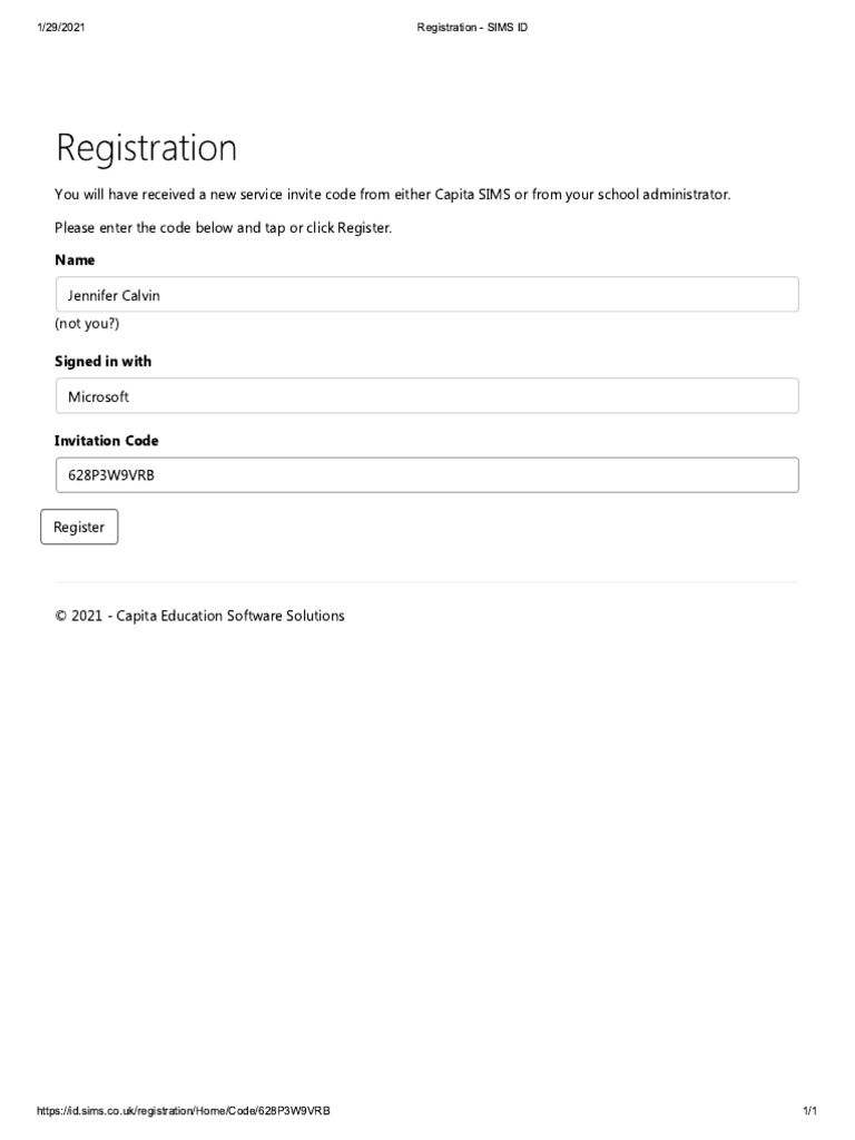 Registration - SIMS ID | PDF