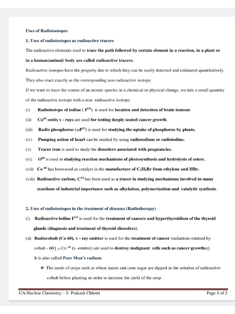 Nuclear Chemistry (Note - 5) | PDF