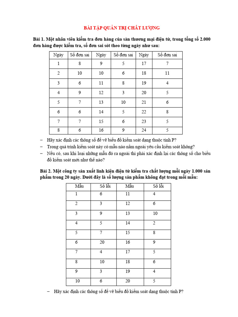 mẫu bài tập qtcl | PDF