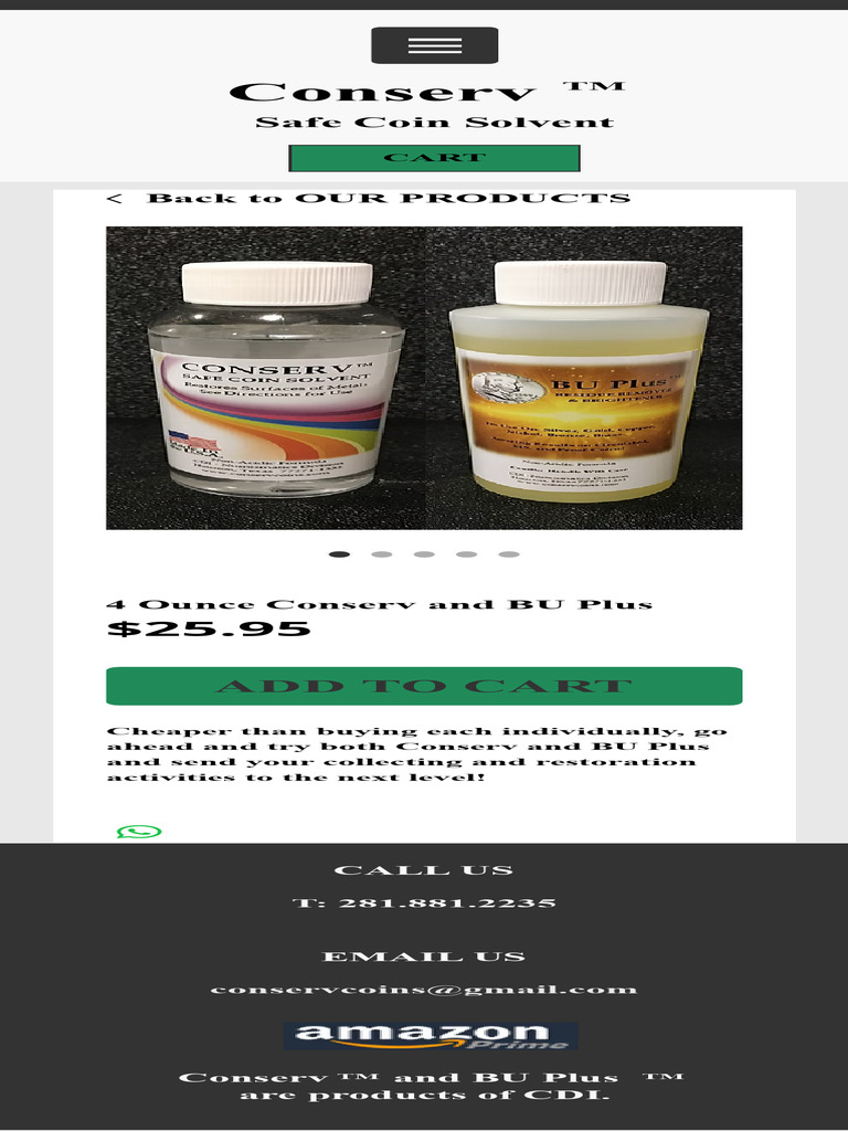 4 Ounce Conserv and BU Plus Conserv-Coin-Solvent | PDF
