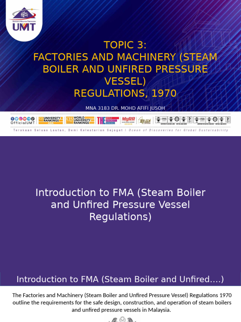 Topic 3b - Fma-Steam Boiler and Unfired Pressure Vessel | PDF | Boiler | Valve