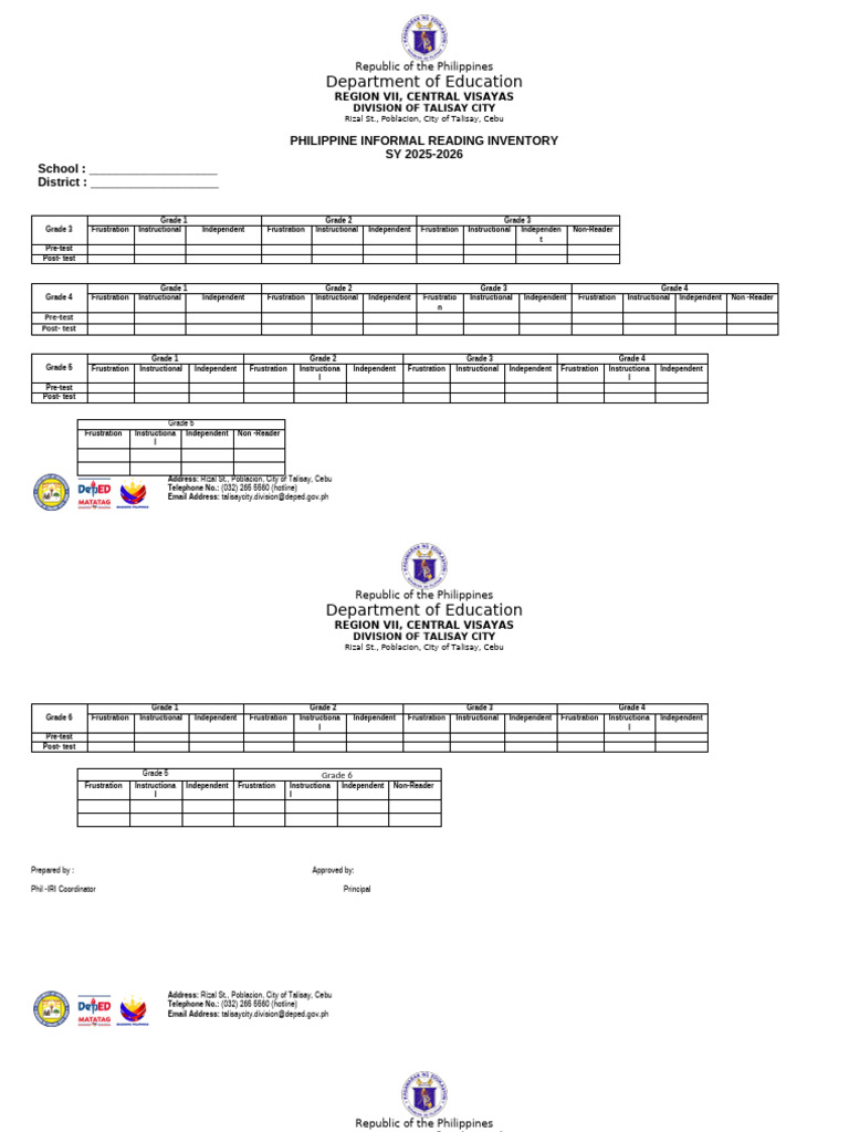 Phil IRI Template 2025 1 | PDF | Governance | Government Related ...