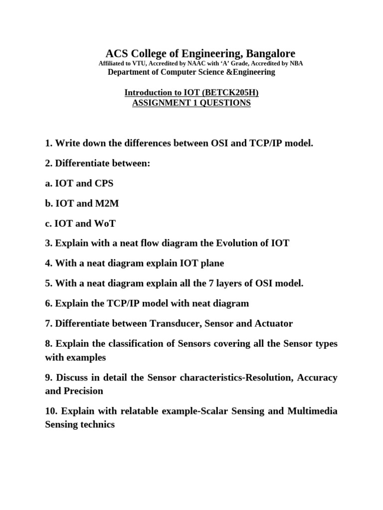 IOT Assignment 1 | PDF