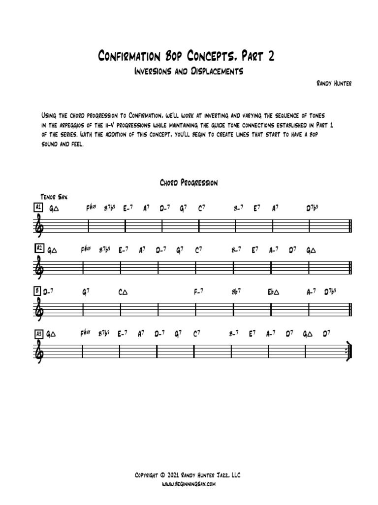 Confirmation Bop Concepts, Part 2 | PDF | Chord (Music) | Saxophone