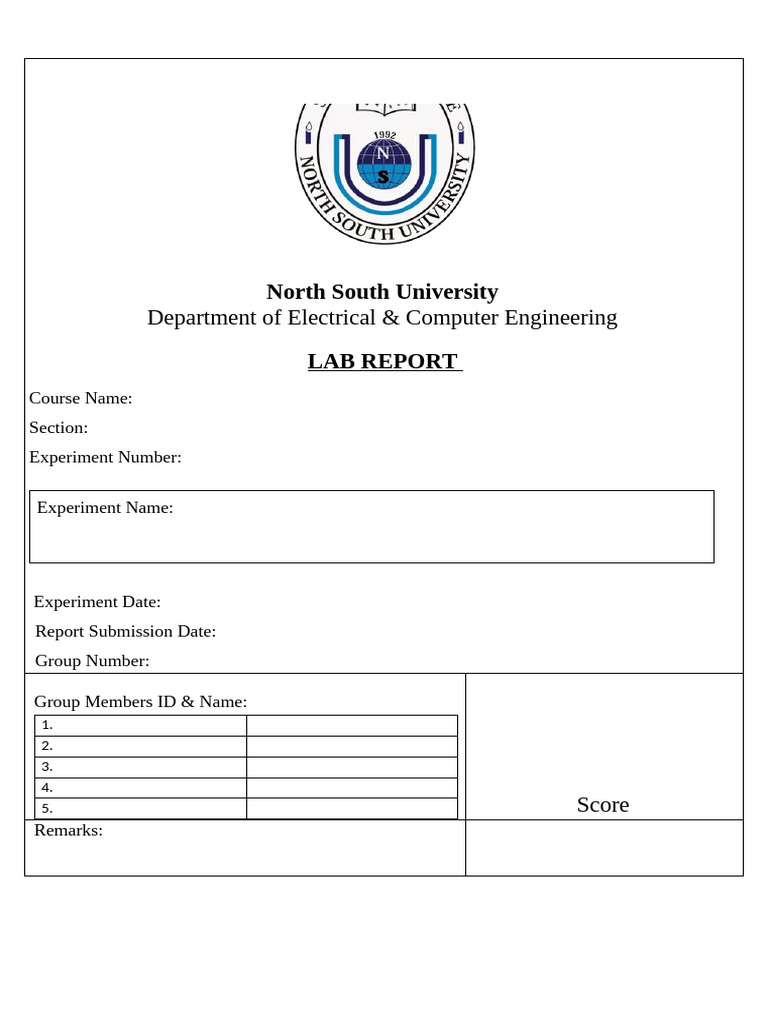 North South University Lab Report Format | PDF
