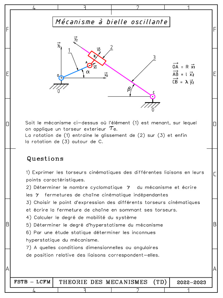 Mécanisme À Bielle Oscillante | PDF