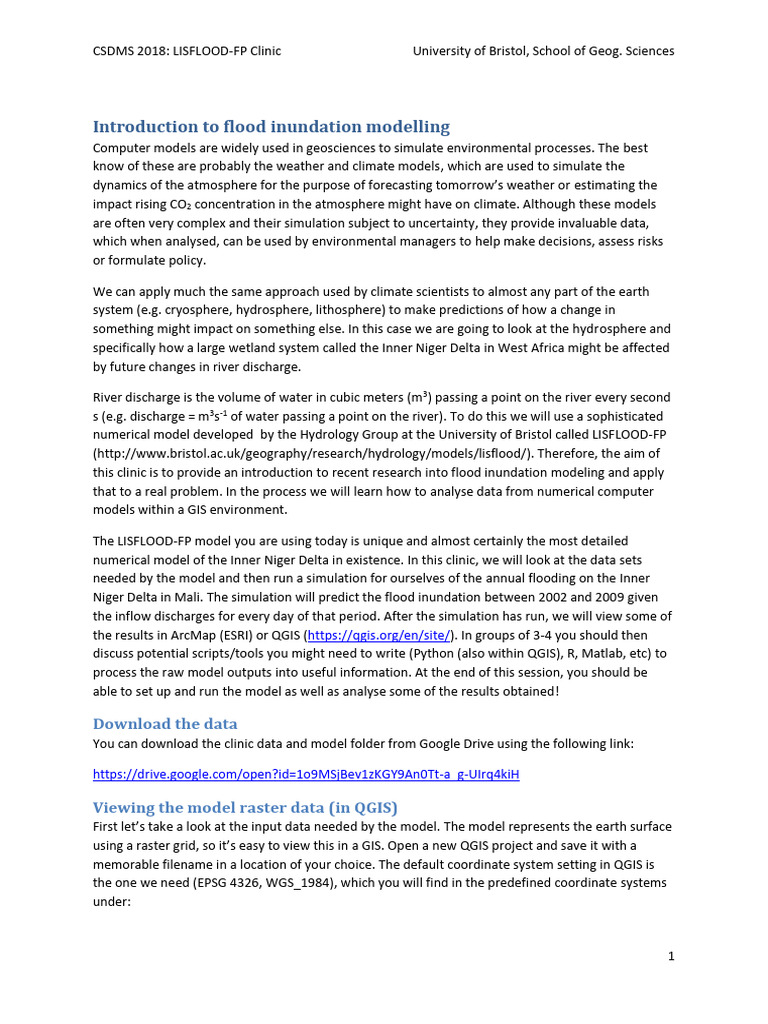 LISFLOOD Clinic Handout 2018 | PDF | Flood | Computer File