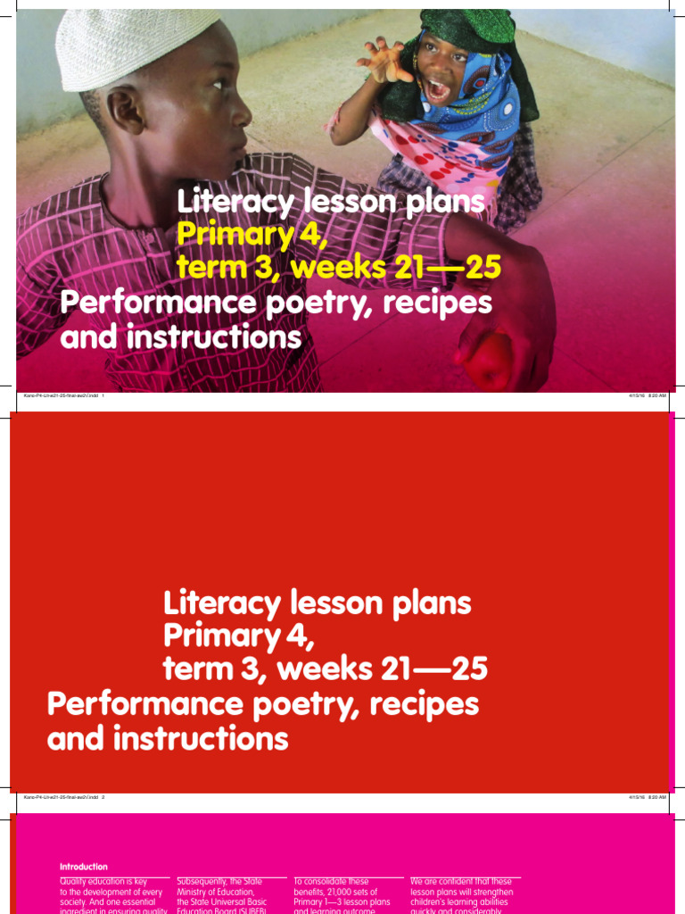 Kano Literacy Primary 4 Weeks 21 25 Term 3 Lesson Plan | PDF | Learning ...