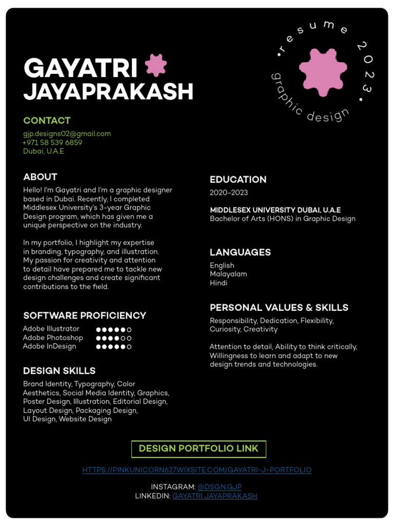 Graphic Designer Resume - Gayatri 2023 | PDF | Graphic Design | Design