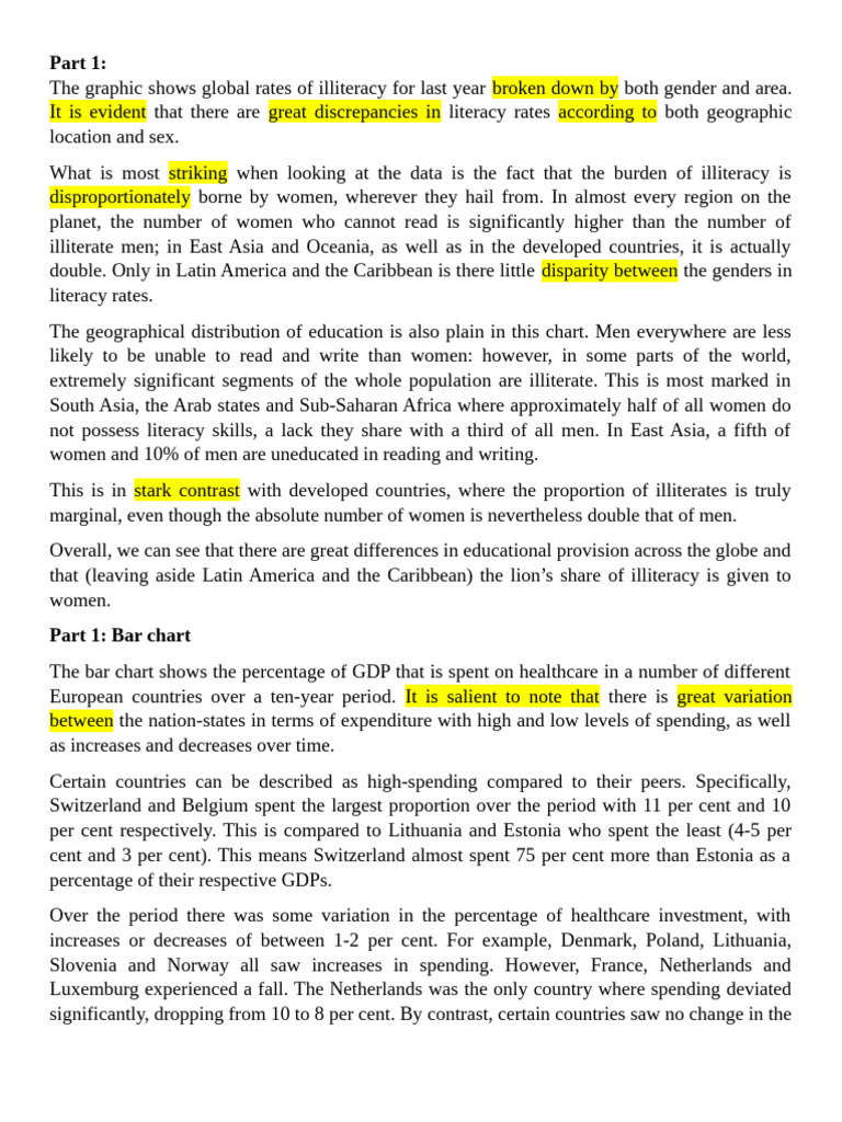 Global Illiteracy and Healthcare Spending Trends | PDF | Literacy | Low ...