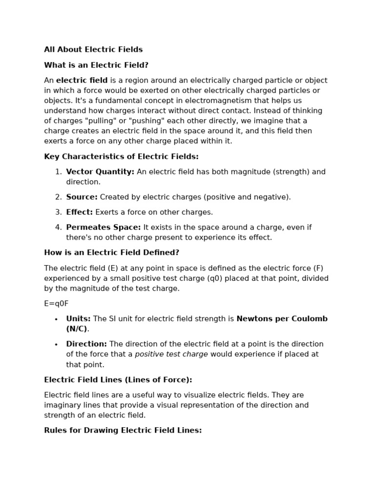 All About Electric Fields | PDF | Electric Field | Force