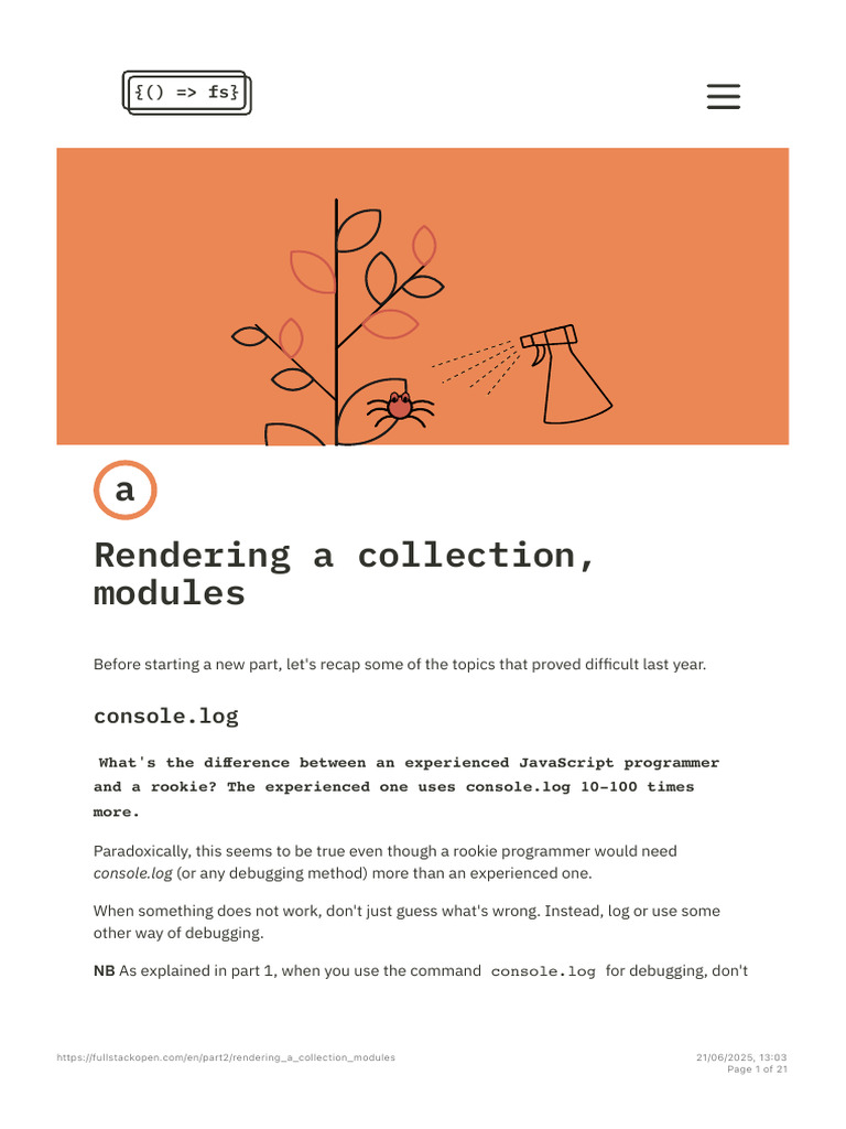 Fullstack Part2 - Rendering A Collection, Modules | PDF | Java Script | Html
