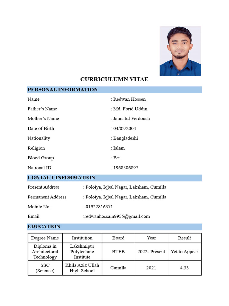 Curriculumn Vitae: Personal Information | PDF