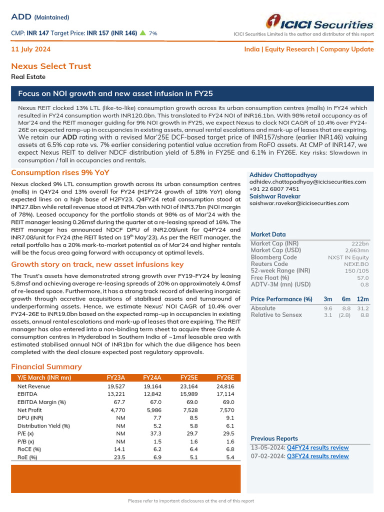 Nexus Select Trust ISec 110724 EBR | PDF | Financial Services ...