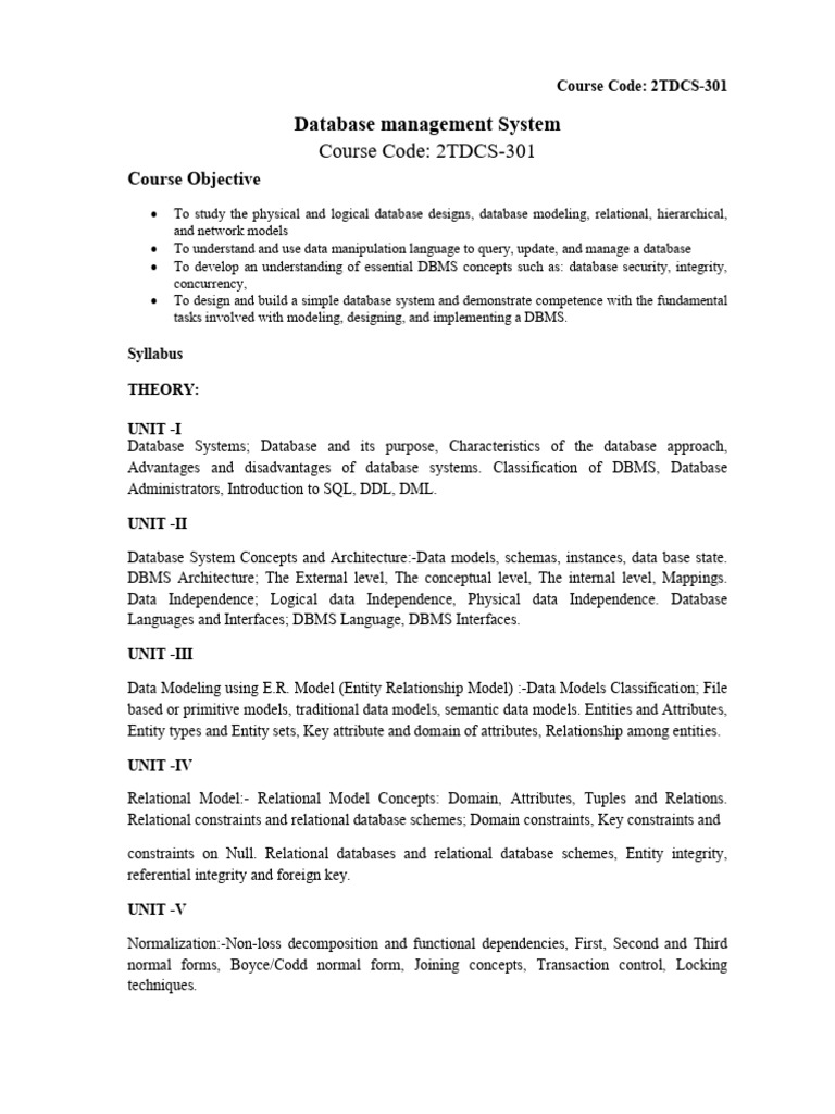Diploma 3rd Sem Syllabus | PDF | Databases | Relational Database