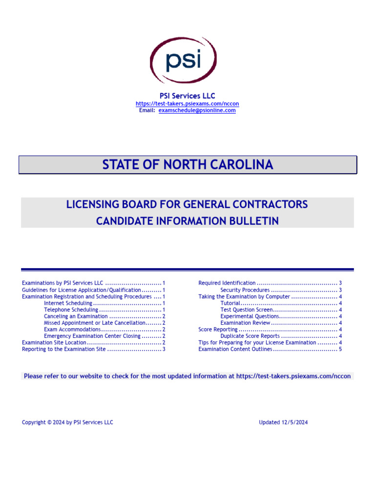 North Carolina General Contractors CIB | PDF | Identity Document