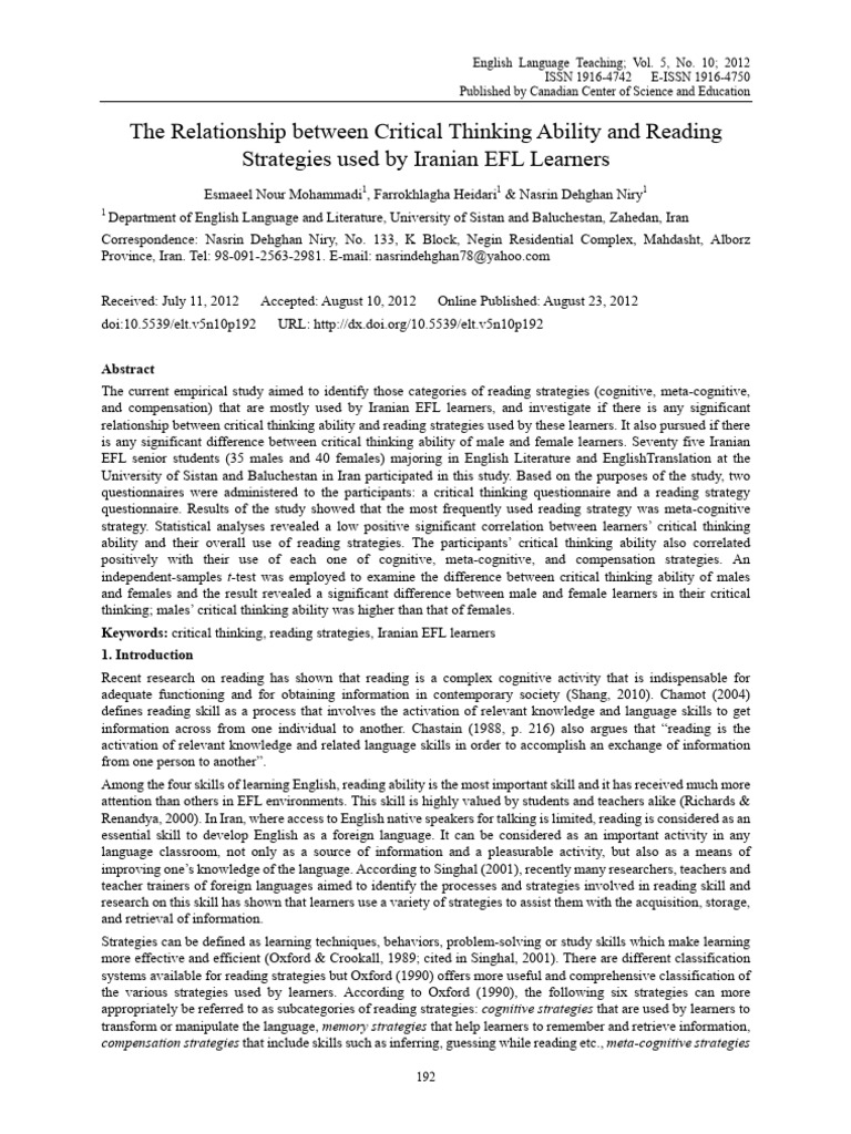 The Relationship Between Critical Thinking Ability and 4188fmmpiw | PDF ...