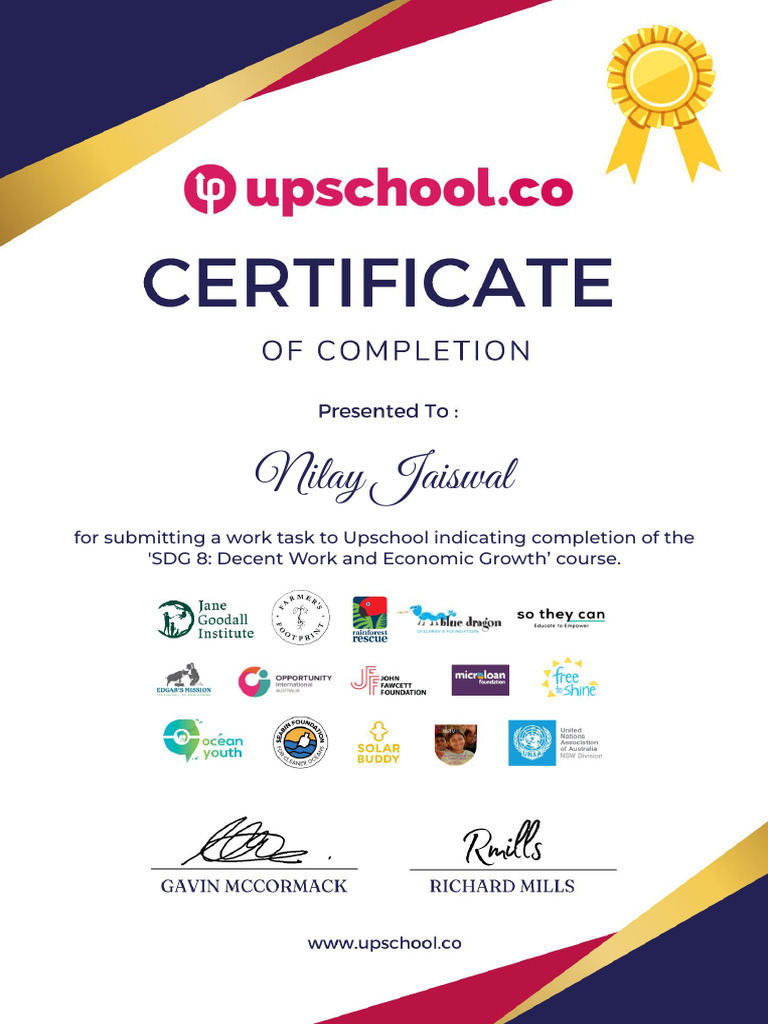 Certificate-Nilay-SDG 8 - Decent Work and Economic Growth | PDF