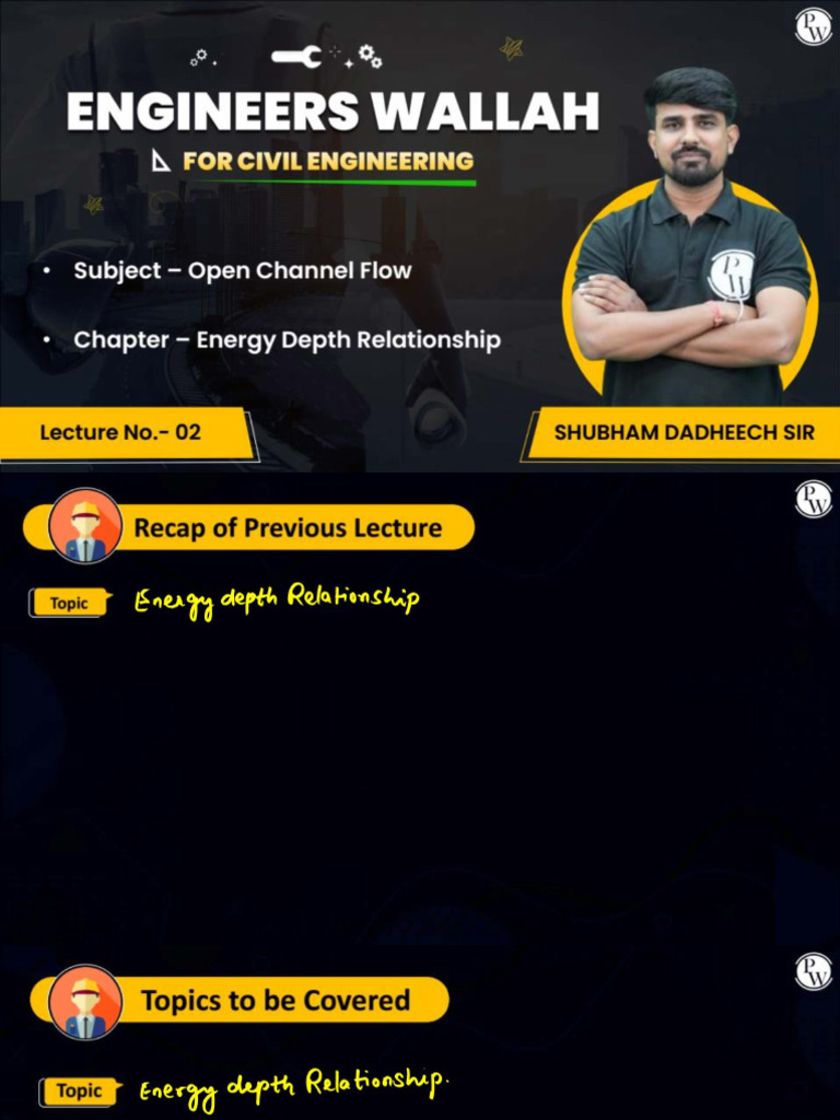 Energy Depth Relationship 02: Class Notes | PDF