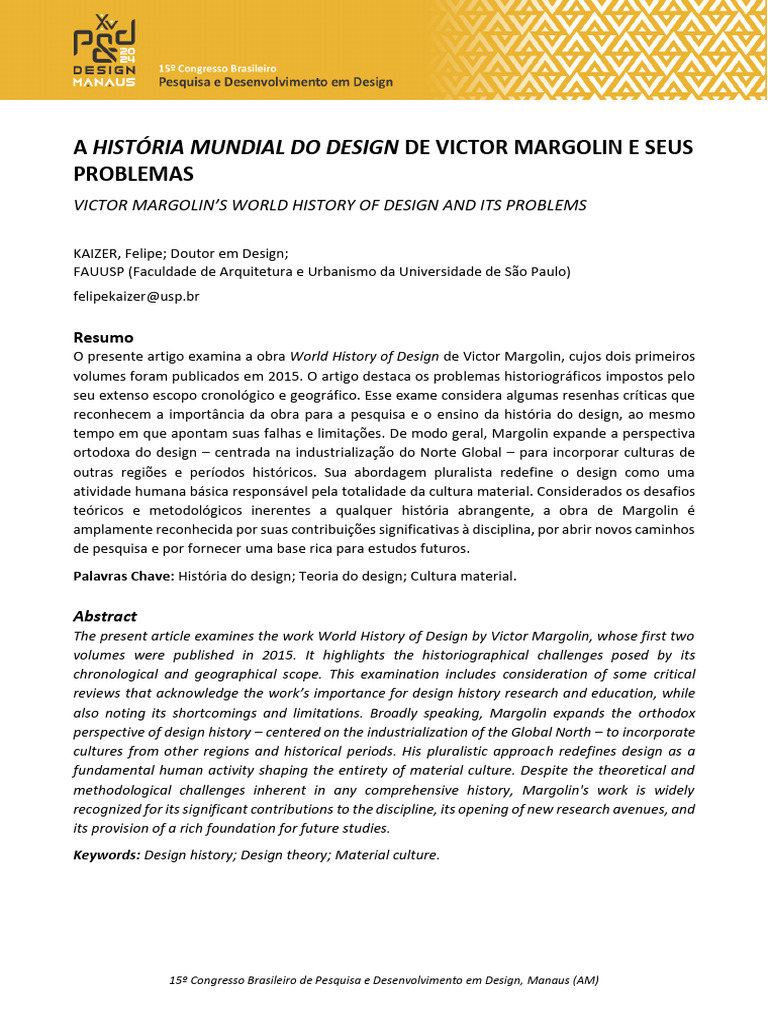 A História Mundial Do Design de Victor Margolin e Seus Problemas | PDF ...