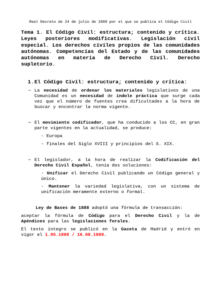 Análisis del Código Civil de 1889 | PDF | Derecho Civil (Common Law ...