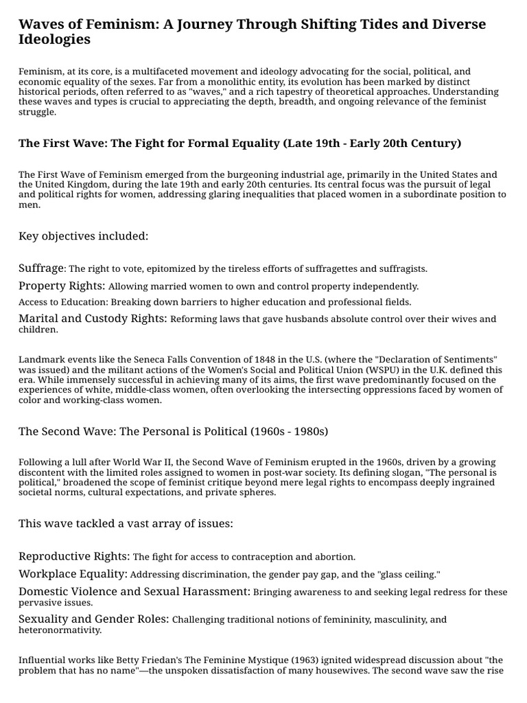 Waves and Types of Feminism Explained | PDF | Gender Studies | Feminism