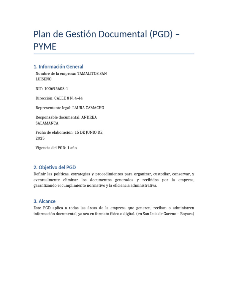 Plan de Gestion Documental (PGD) PYME | PDF | Informática